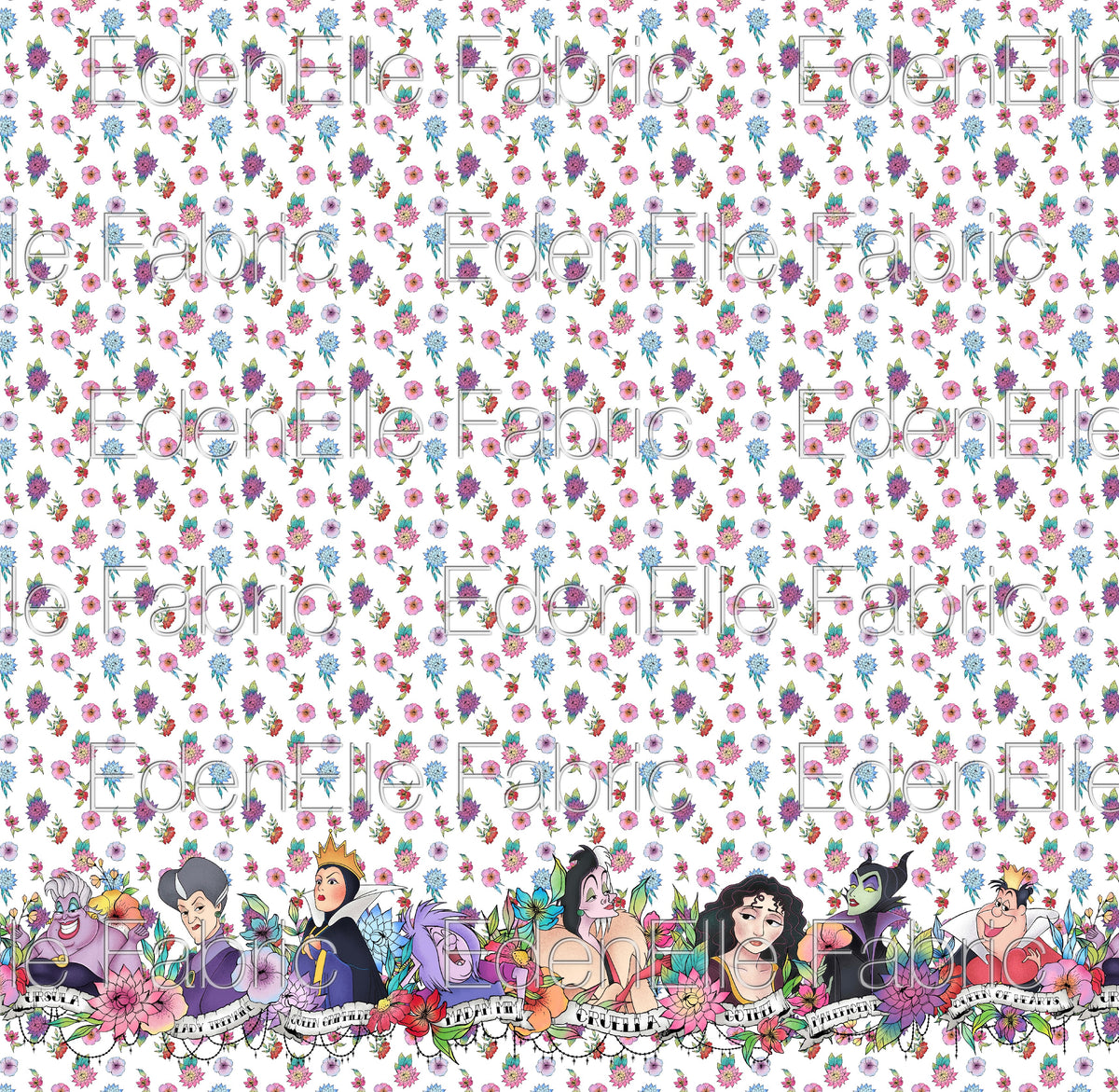 Villain Floral Border Main – EdenElle Fabric